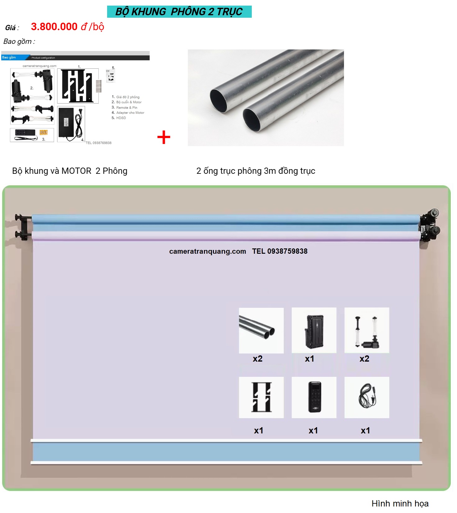 #khung treo phông Motor Remote